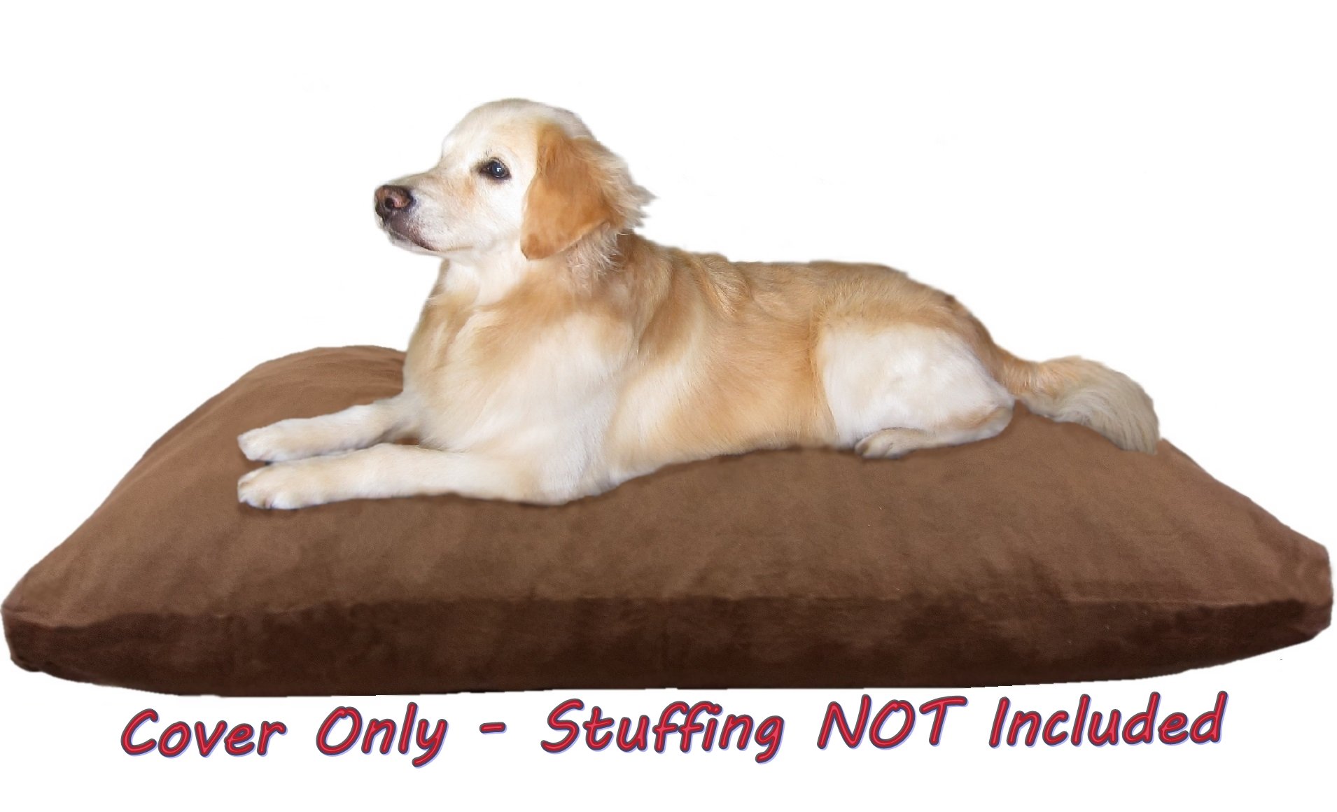 Dogbed4less 55X47X4 Inches Heavy Duty Brown Color Denim Jean Dog Pet Bed External Zipper Cover - Replacement Cover only