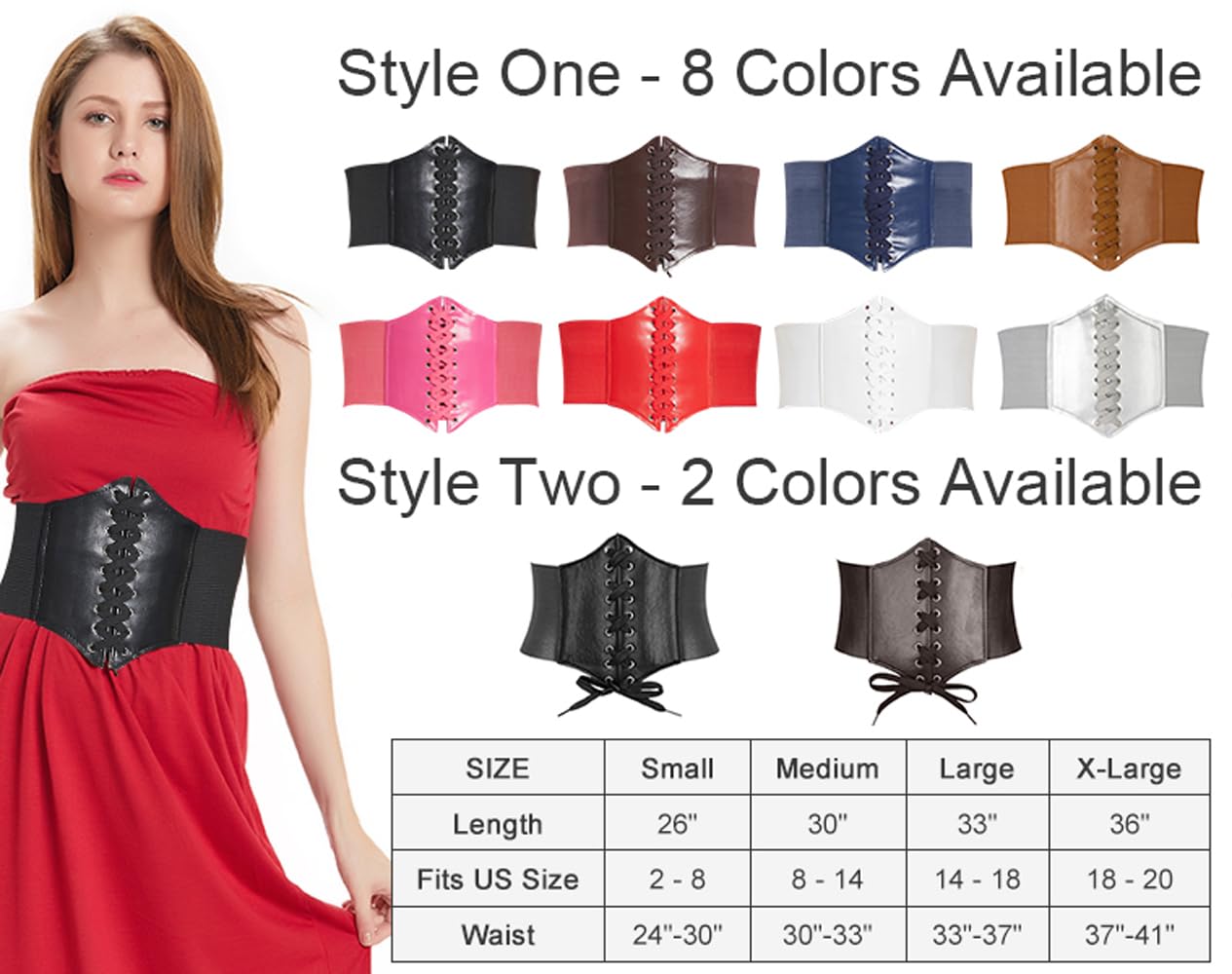 HANERDUN Lace-up Waspie Corset Belts for Women Elastic Waist Belt Tied Retro Wide Belt