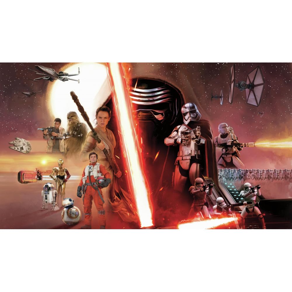 RoomMates JL1369M Star Wars The Force Awakens Ep VII Water Activated Removable Wall Mural-10.5 6 ft, 10.5' W x 6' H, Red