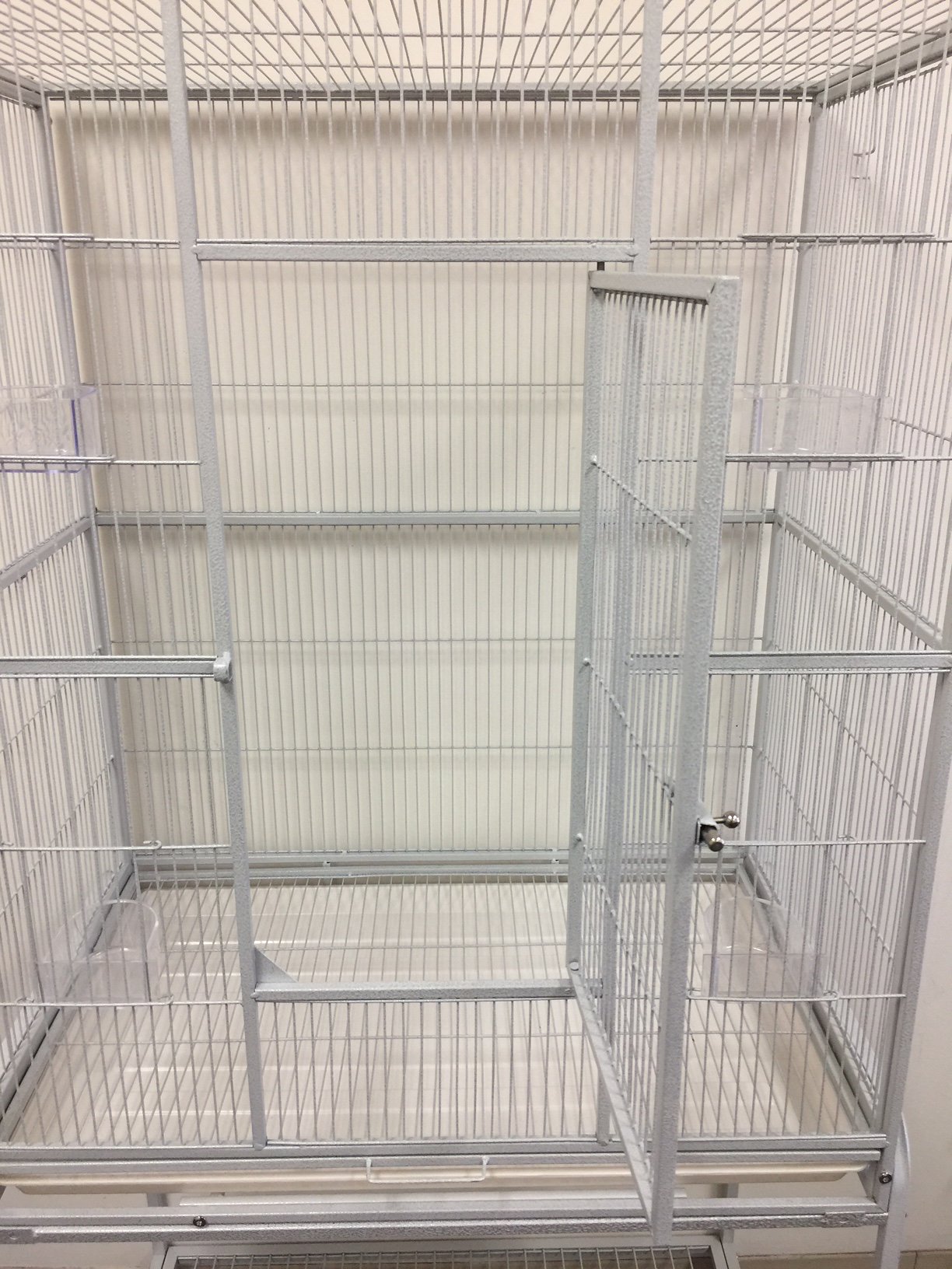 64" Extra Large Wrought Iron Double Center Divider 3-Floors Cage Guinea Pig Ferret Chinchilla Sugar Glider Hamster Mice Rat Rabbit Detachable Rolling Stand