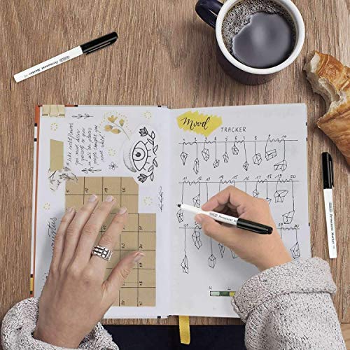 Permanent Marker,Shuttle Art 30 Pack Ultra Fine Point Black Permanent Marker set, Works on Plastic,Wood,Stone,Metal and Glass for Doodling, Marking
