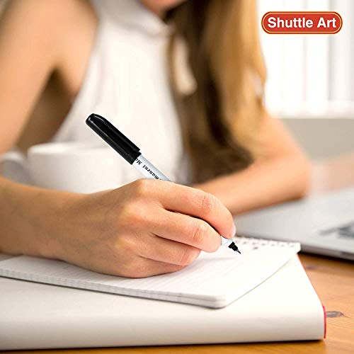 Permanent Marker,Shuttle Art 30 Pack Ultra Fine Point Black Permanent Marker set, Works on Plastic,Wood,Stone,Metal and Glass for Doodling, Marking