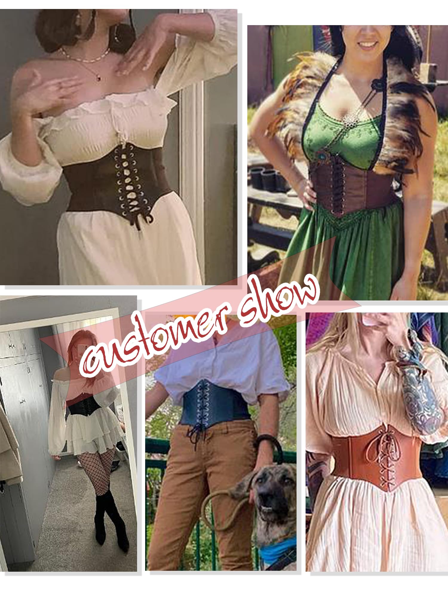 HANERDUN Lace-up Waspie Corset Belts for Women Elastic Waist Belt Tied Retro Wide Belt