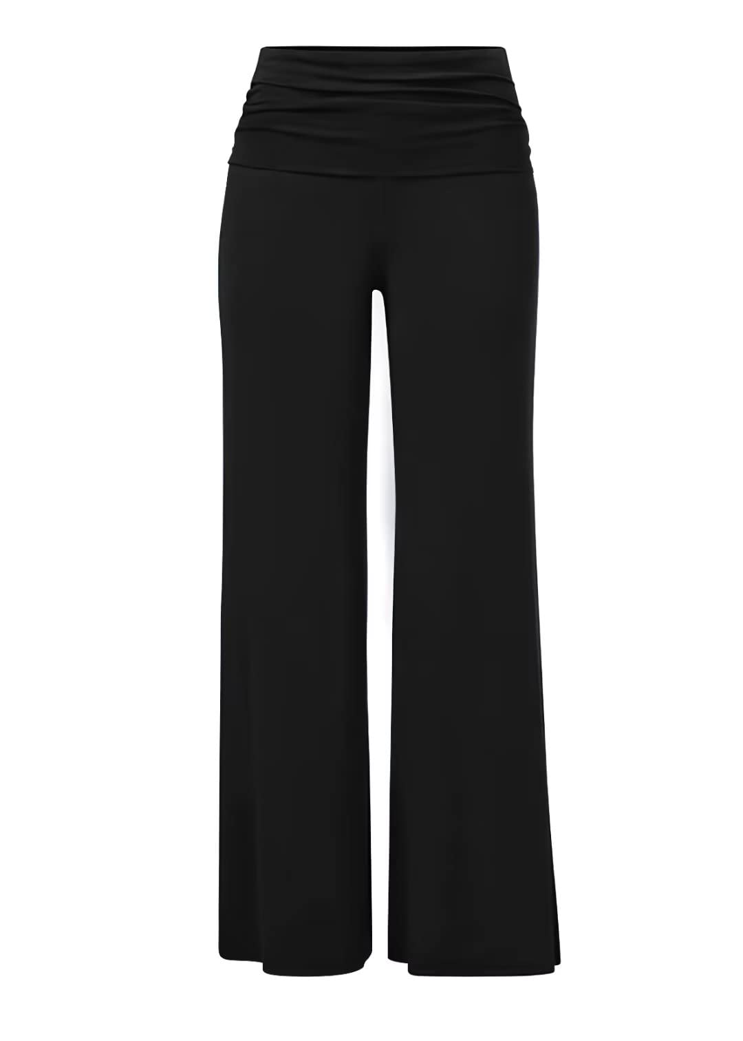 Hybrid & Company Women Palazzo Pants w/Fold Over Waist Band KPZ26932 M Black