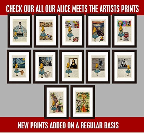 Alice In Wonderland Meets Andy Warhol’s Chairman Mao Marilyn Monroe And Herself Mounted/Matted Dictionary Art Ready To Frame Print