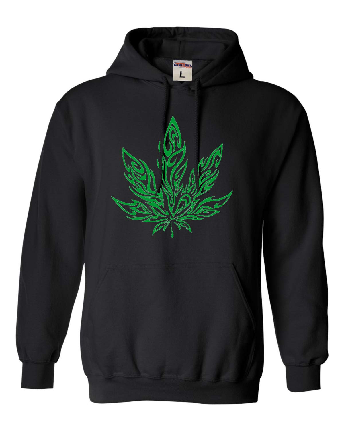 Go All Out 3X-Large Black Mens Giant Psychedelic Pot Leaf Marijuana 420 Sweatshirt Hoodie