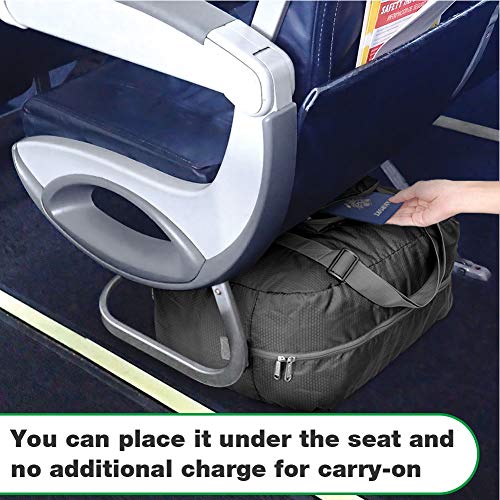 WANDF For Spirit Airlines Personal Item Bag 18x14x8 Foldable Travel Duffel Carry on Weekender Overnight for Women Men