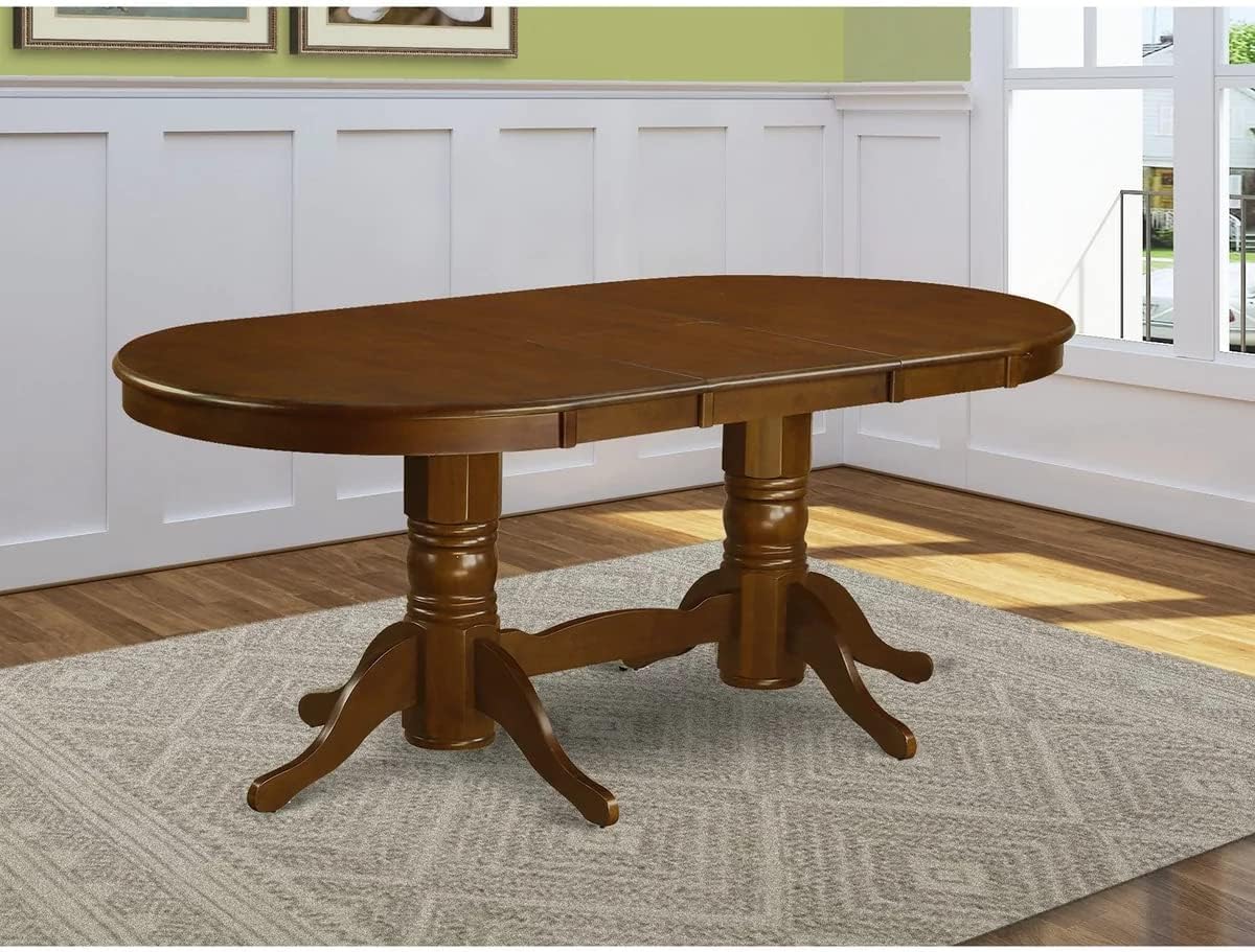 East West Furniture VAT-ESP-TP Vancouver Dining Room Table - an Oval kitchen Table Top with Butterfly Leaf & Double Pedestal Base, 40x76 Inch, Espresso