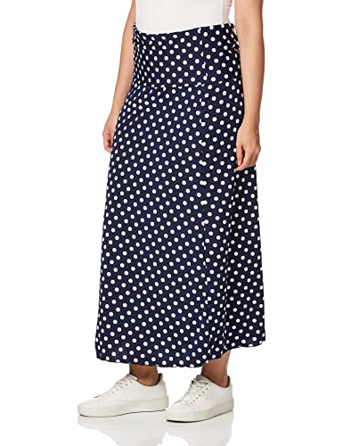 Star Vixen Women's Fold Over Waist Maxi Skirt, Navy White, X-Large