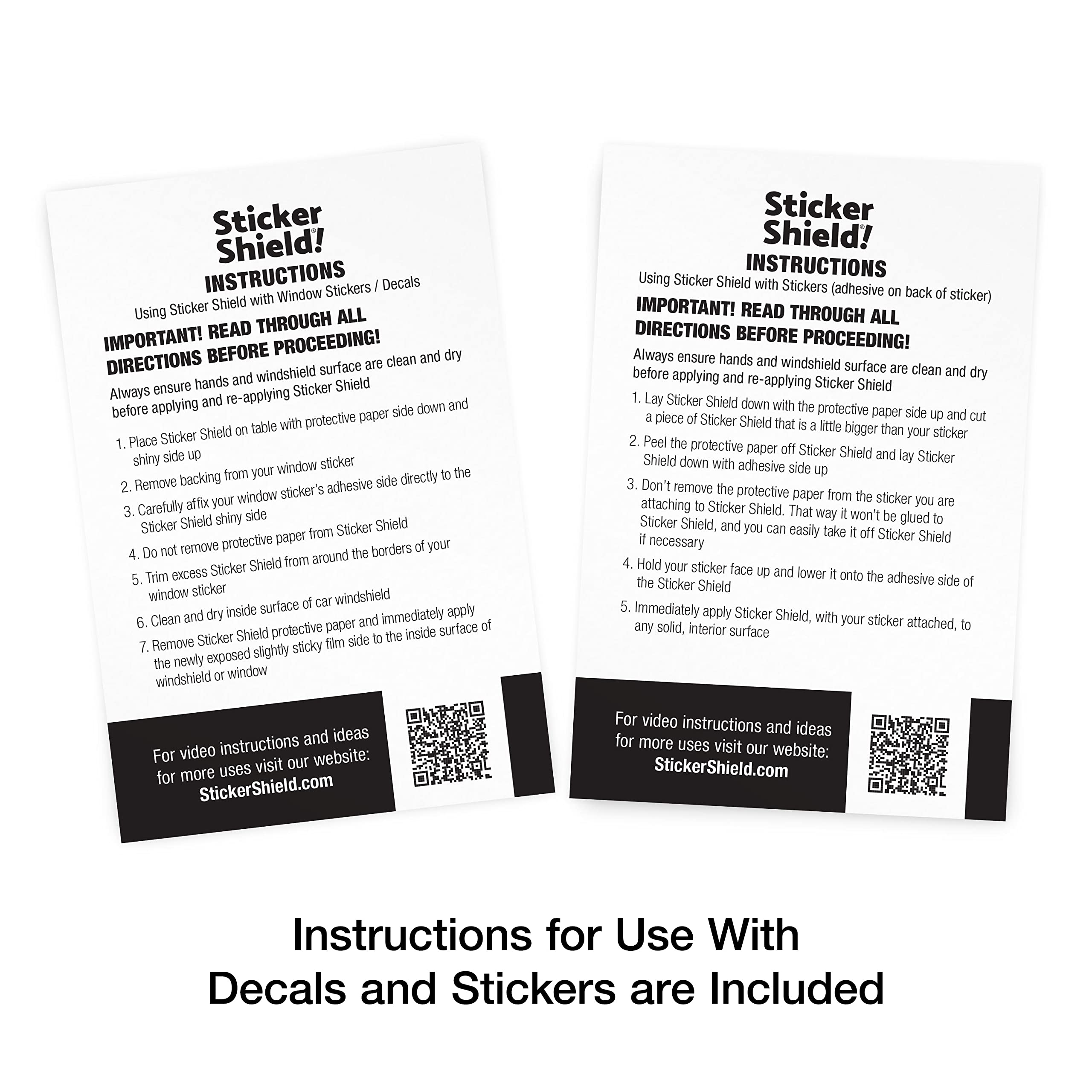 STICKER SHIELD - Windshield Sticker Applicator for Easy Application, Removal and Re-Application from Car to Car - 4 inch x 6 inch Sheets (8 Packs (16 Sheets Total))