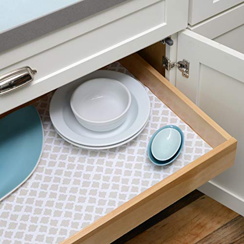 Con-Tact Brand Grip Prints Durable Non-Adhesive Non-Slip Shelf and Drawer Liner, 18" x 8', Talsiman Pale Gray