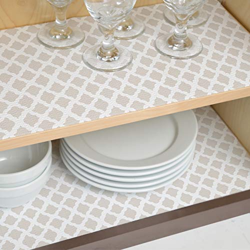 Con-Tact Brand Grip Prints Durable Non-Adhesive Non-Slip Shelf and Drawer Liner, 18" x 8', Talsiman Pale Gray