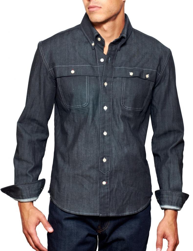 Doberman Menswear Men's Nashville Noir Denim Shirt-L-Washed Black