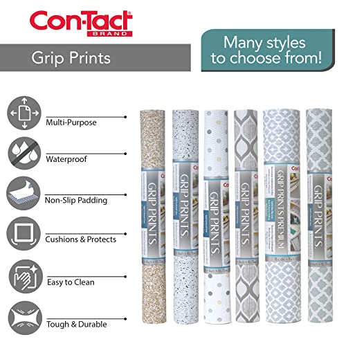 Con-Tact Brand Grip Prints Durable Non-Adhesive Non-Slip Shelf and Drawer Liner, 18" x 8', Talsiman Pale Gray