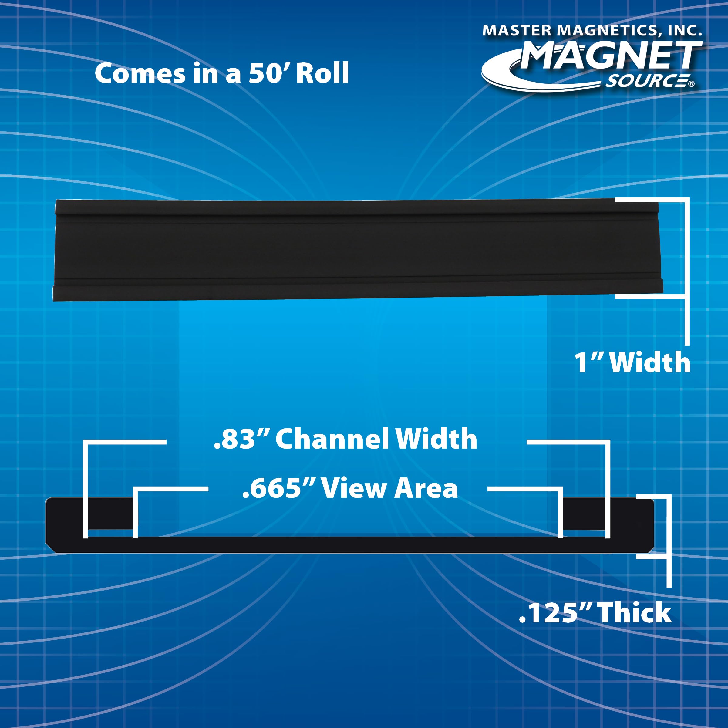 Master Magnetics Flexible Magnet Data Card Holder - 0.125" Thick, 1" Height, 50' Length, 1 Roll, ZGNRE20BX+B19