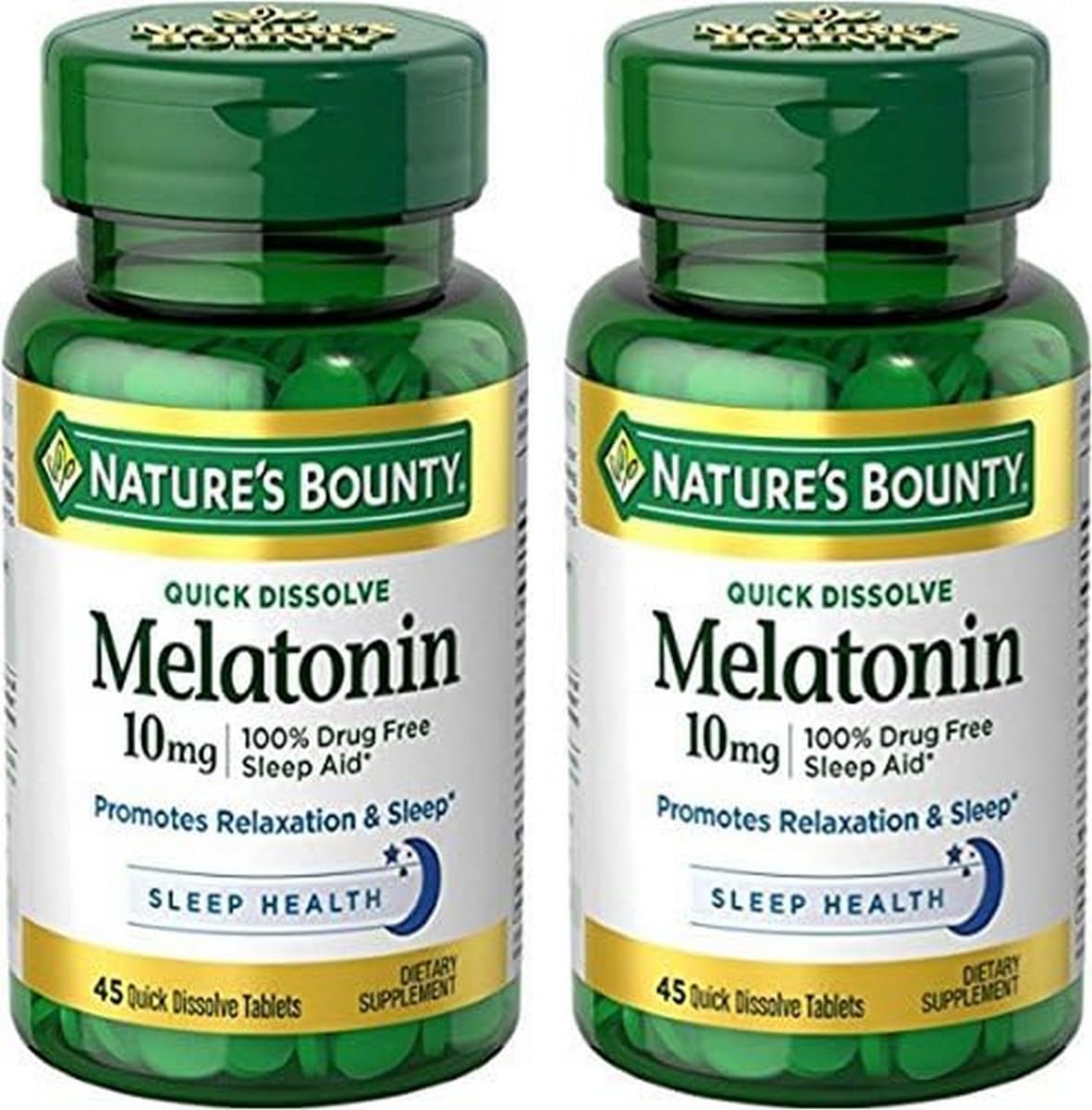 Nature's Bounty Melatonin Quick Dissolve Tablet, Sleep Support, 10 mg, Tablets, 45 Ct (2 Pack)