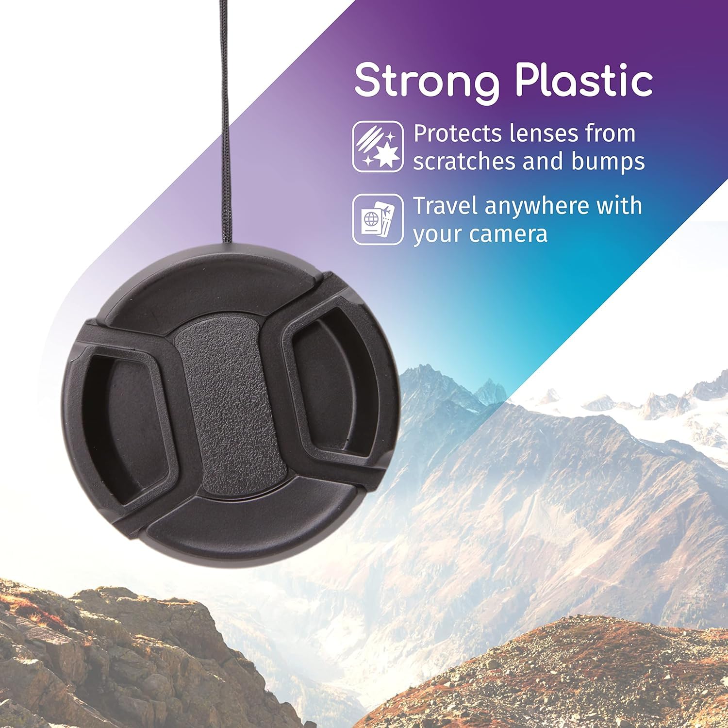 CamDesign 72MM Snap-On Front Lens Cap/Cover for Canon, Nikon, Sony, Pentax All DSLR Lenses