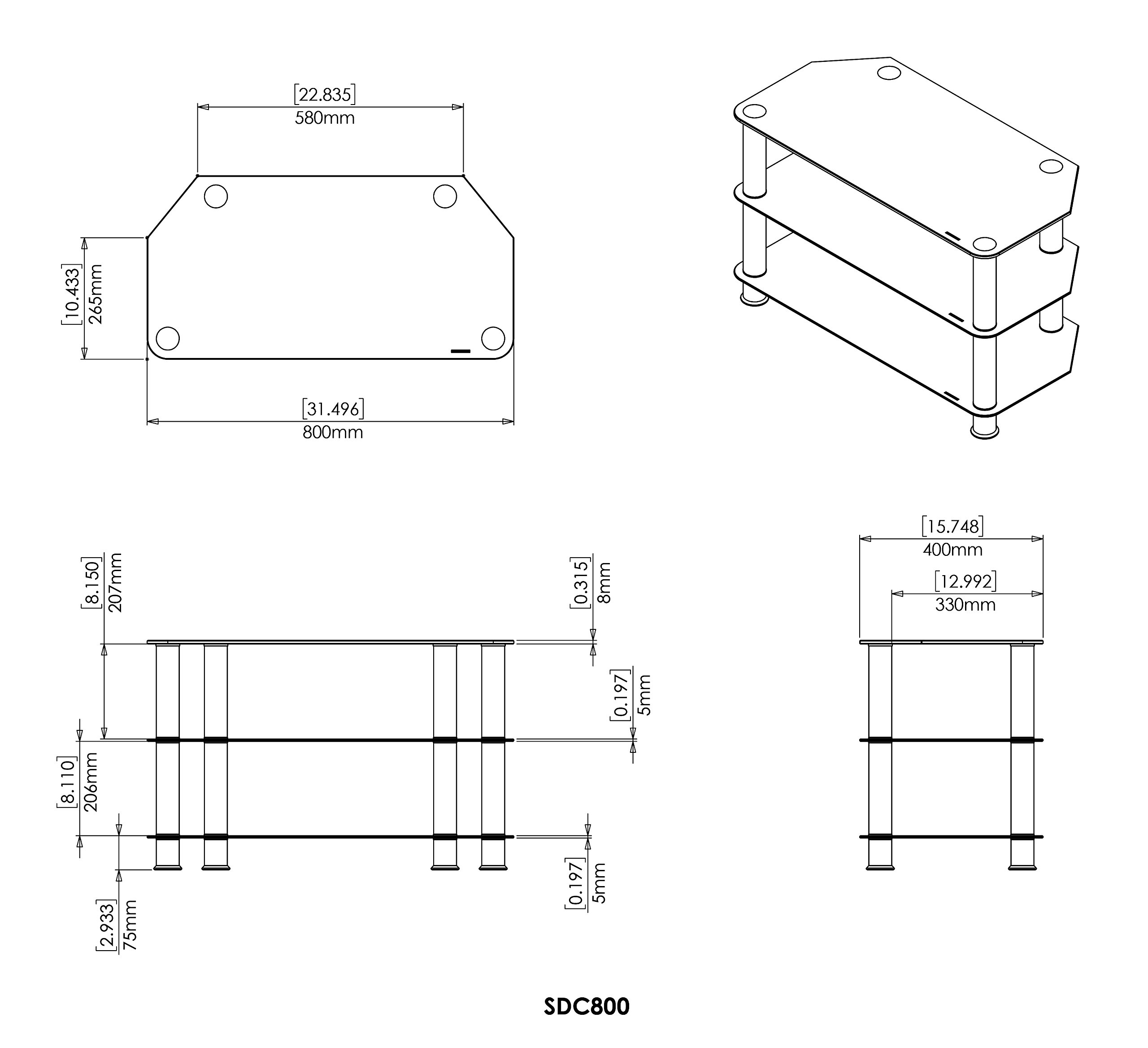 AVF Transitional Steel and Glass TV Stand for up to 42" TVs in Black/Chrome