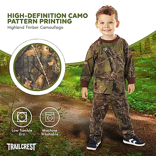 TrailCrest by Treel Infant - Toddler Cotton Camo Long Sleeve T-Shirt and Long Pants Set, 2T, Camo