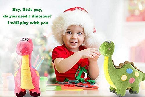 Marsjoy 14" Pink Stuffed Dinosaur Plush Toy for Baby, Kids Birthday Gifts
