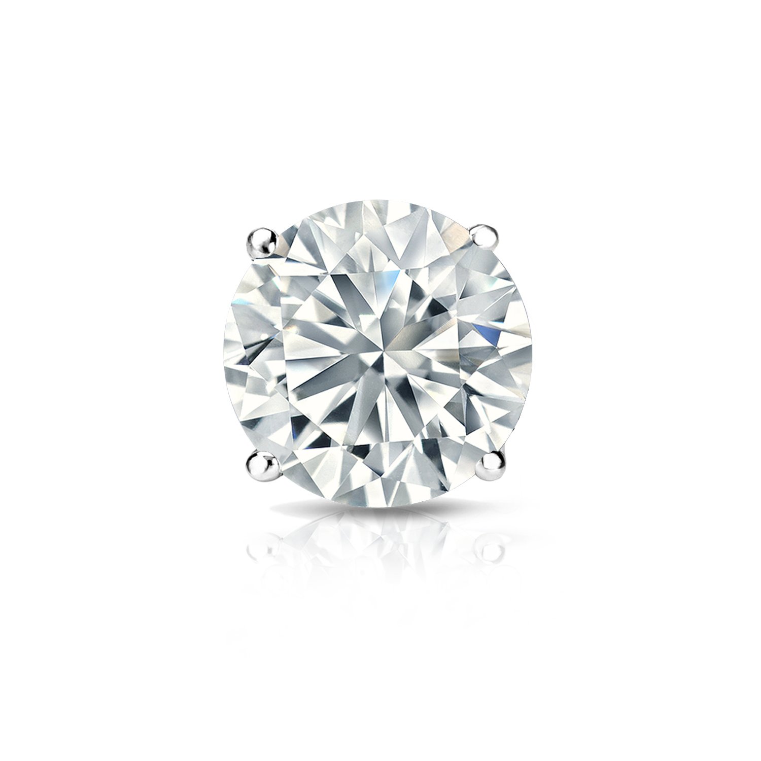 Diamond Wish 1/3 Carat Diamond Round Single Stud Earring in 14k White Gold (H-I, I1-I2, cttw) 4-Prong Basket with Screw Back