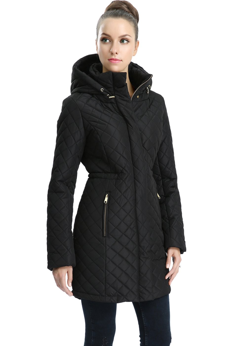 BGSD Women Angela Waterproof Quilted Parka Coat Novelty Winter Jacket Black X-Large