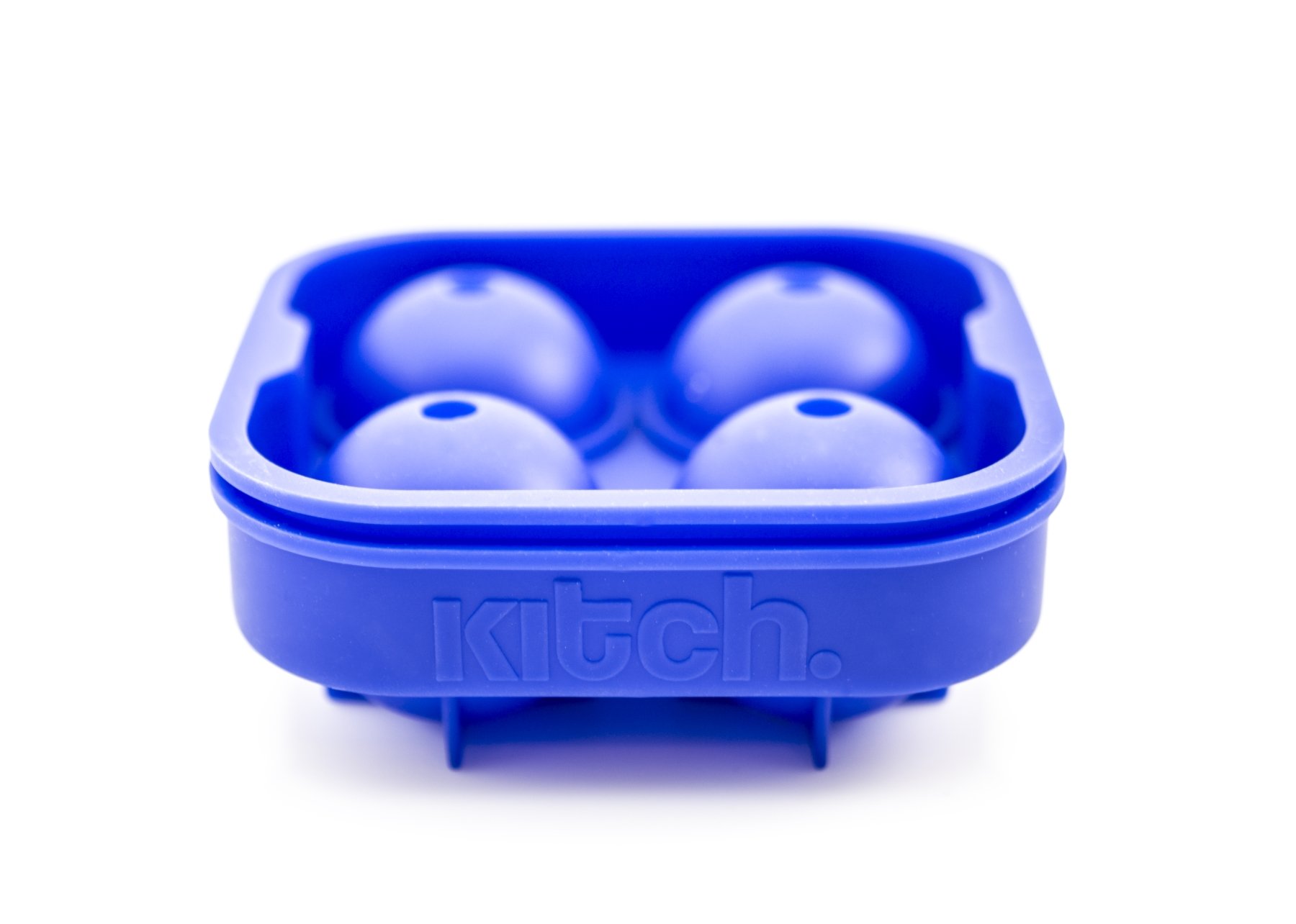 Kitch Ice Ball Maker Mold - Flexible Silicone Ice Tray - Molds 4 X 4.5cm Round Ice Ball Spheres - Cobalt Blue