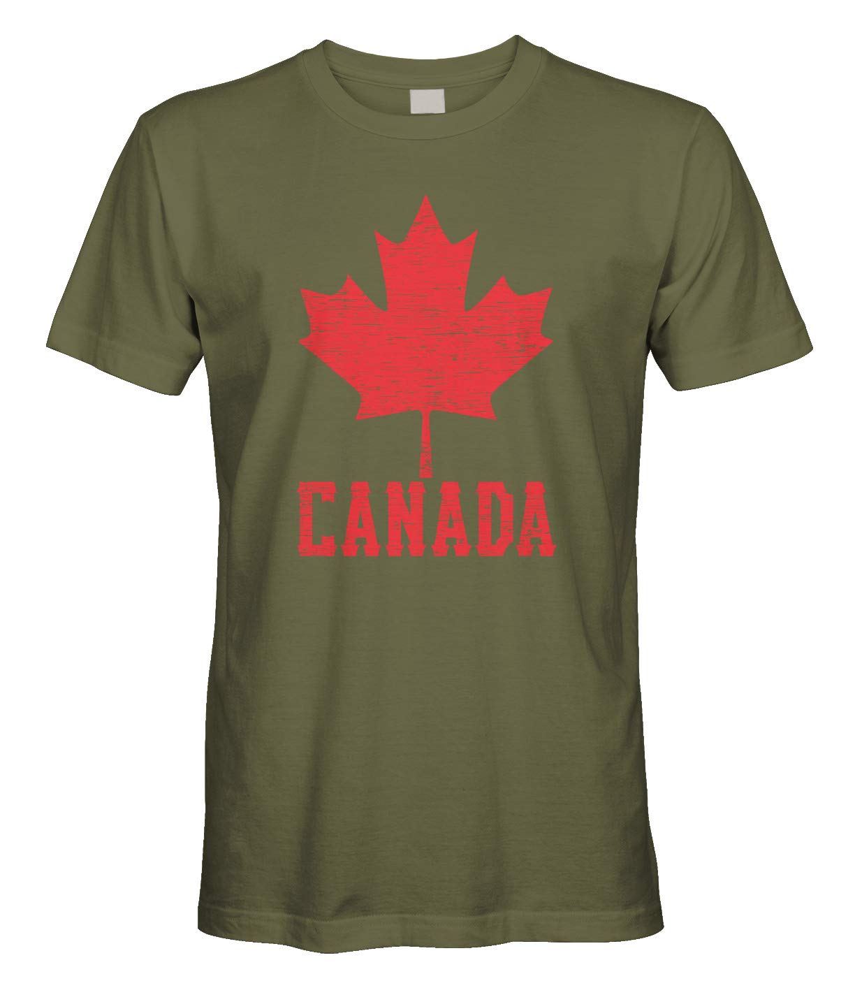 Men's Canadian Flag Canada Maple Leaf T-Shirt (Olive Green, X-Large)