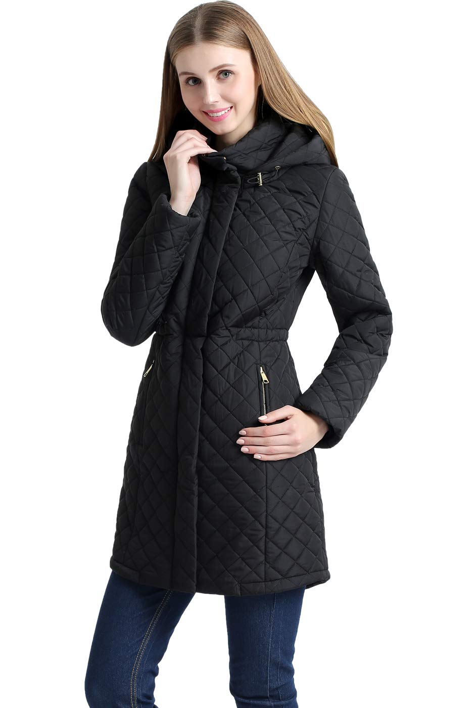 BGSD Women Angela Waterproof Quilted Parka Coat Novelty Winter Jacket Black X-Large
