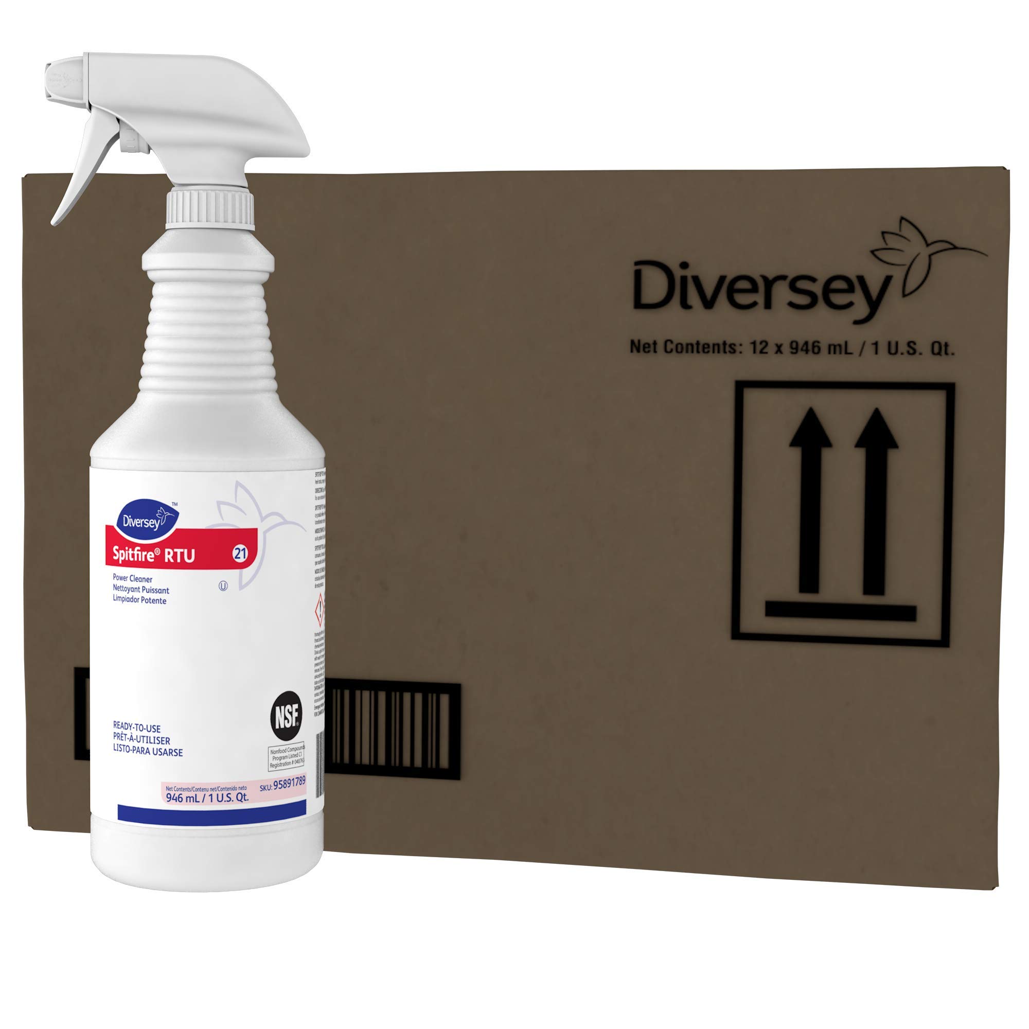 Spitfire 95891789 RTU Power Cleaner, Heavy Duty Degreaser for Shops & Kitchens, Pine Scent, Ready-to-Use Capped, 32-Ounce (Pack of 12 with 12 Spray Nozzles) Discontinued