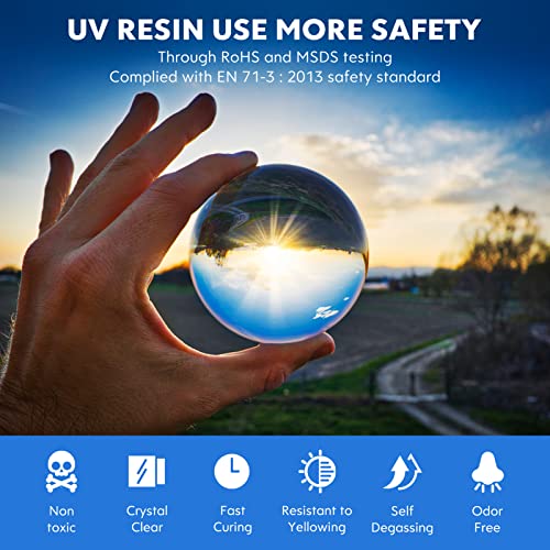 UV Resin - Wayin 200g Upgrade Ultraviolet Epoxy Resin Non-Toxic Crystal Clear Hard Glue Solar Cure Sunlight Activated Resin for Handmade Jewelry, DIY Craft Decoration, Casting and Coating