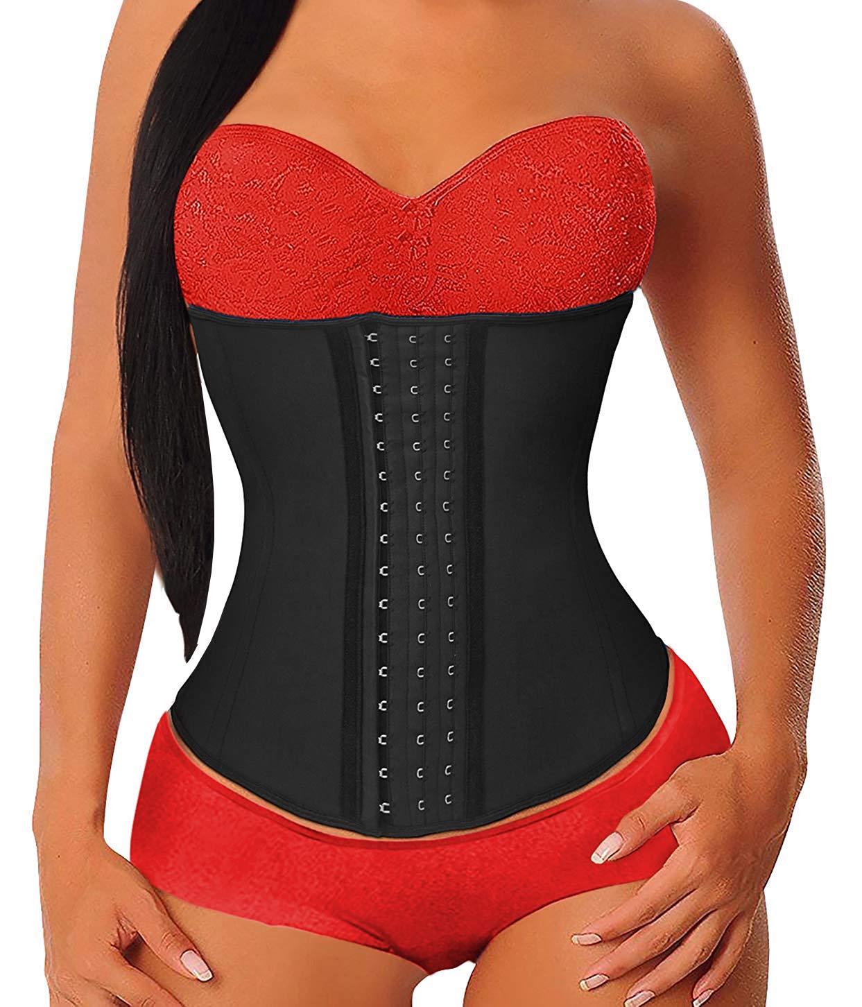 YIANNA Waist Trainer for Women Tummy Control Latex Underbust Waist Cincher Corset Sport Girdle Hourglass Body Shaper,(Black, XS)