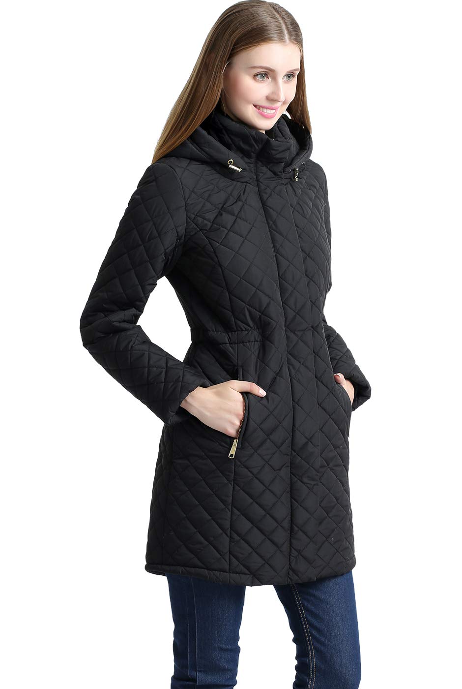 BGSD Women Angela Waterproof Quilted Parka Coat Novelty Winter Jacket Black X-Large