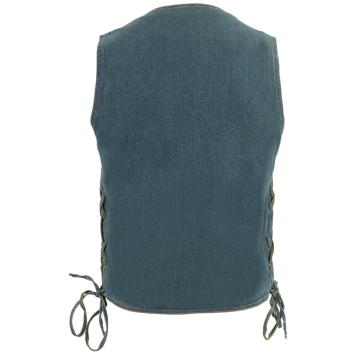 Milwaukee Leather DM1360 Men's Classic Blue Denim Motorcycle Biker Riders Vest w/Adjustable Side Laces - X-Large
