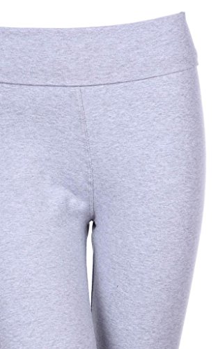 T Party Thick Cotton Yoga Pants with Fold Over Waistband, Large, Heather Gray