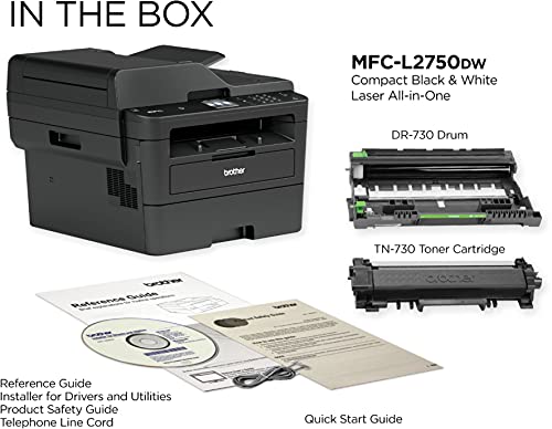 Brother MFC-L27 50DW Monochrome Compact All-in-One Laser Printer, Wireless and NFC, 36ppm, 2.7β Color Touch, Automatic Duplex (2-Sided), Refresh Subscription Eligible, Durlyfish