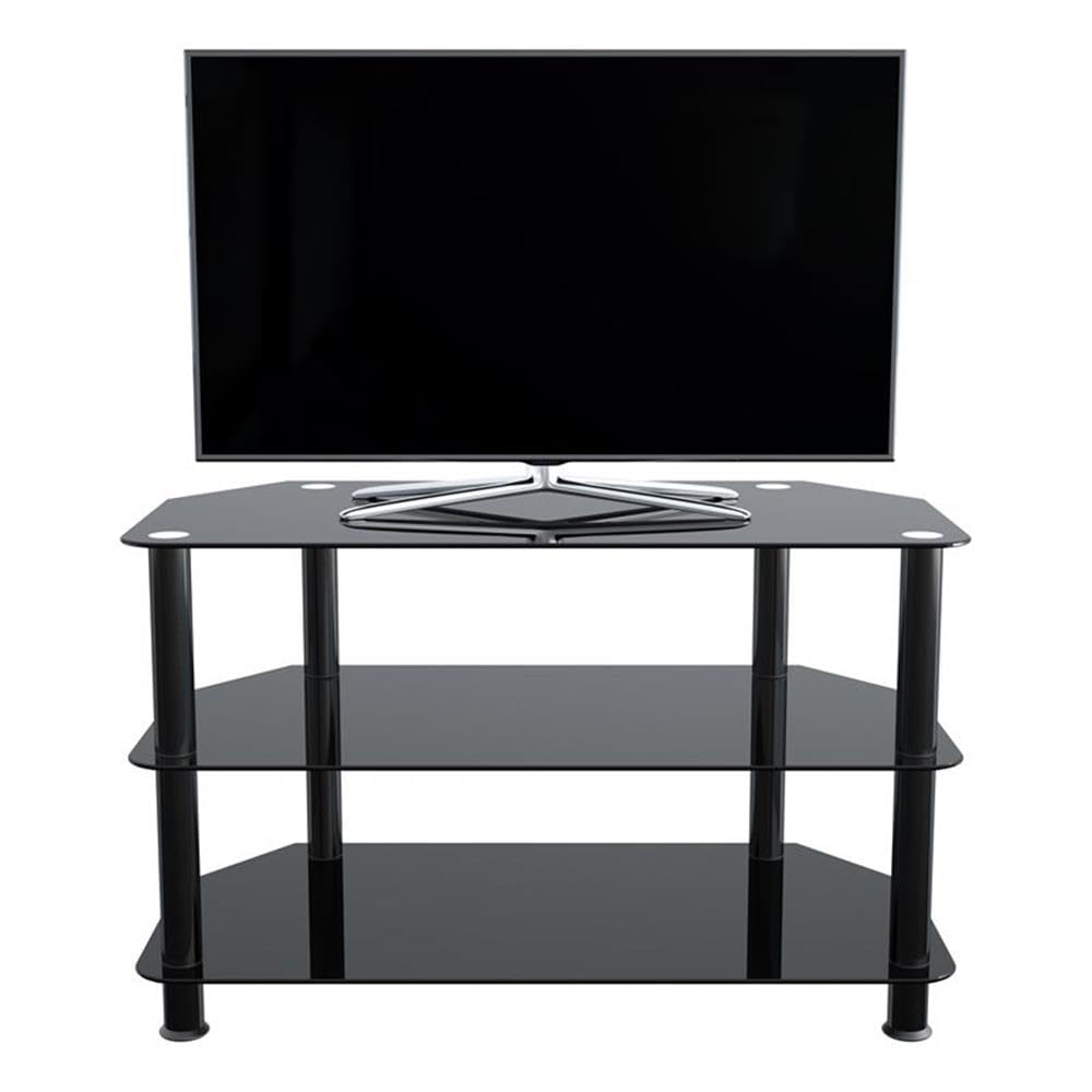 AVF Transitional Steel and Glass TV Stand for up to 42" TVs in Black/Chrome