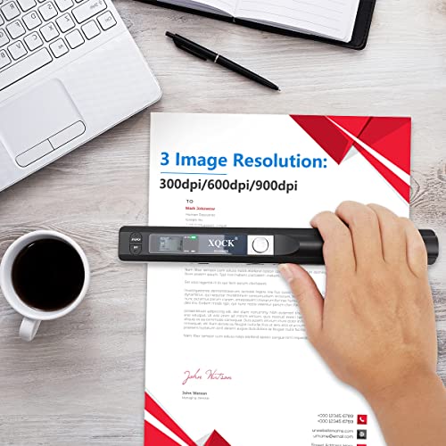 Portable Scanner Handheld Scanner for A4 Documents, Photo,Pictures,Receipt. Scanner Wand for Flat Scanning, UP to 900 DPI ,Include 16G SD Card,a Pair of AA Batteries