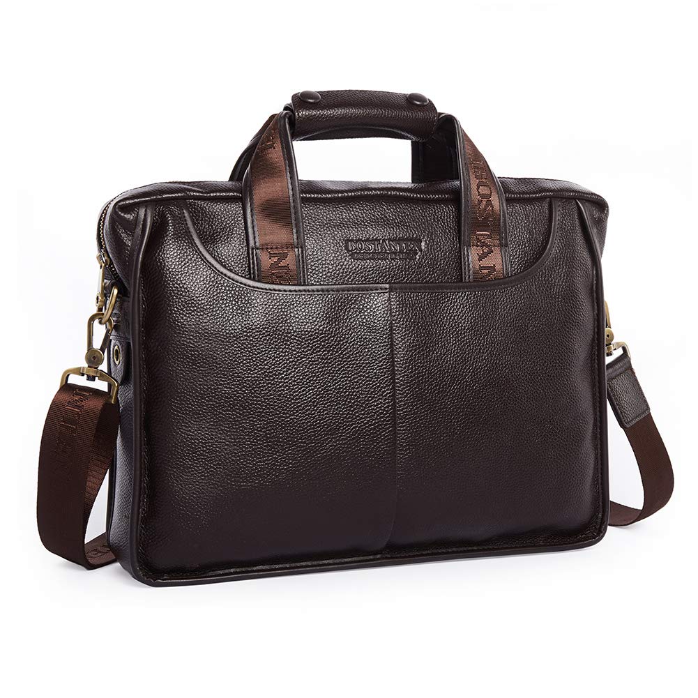BOSTANTEN Leather Briefcase Handbag Messenger Business Bags for Men Brown