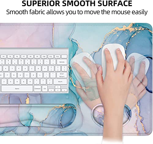 Lateefah Large Mouse Pad and Keyboard Wrist Rest, Desk Pad for Keyboard and Mouse, 4-in-1 Extended Mouse Pad with Wrist Support, Non-Slip Desk Mat Protector, Ultra Thick Desk Blotter for Office, Home