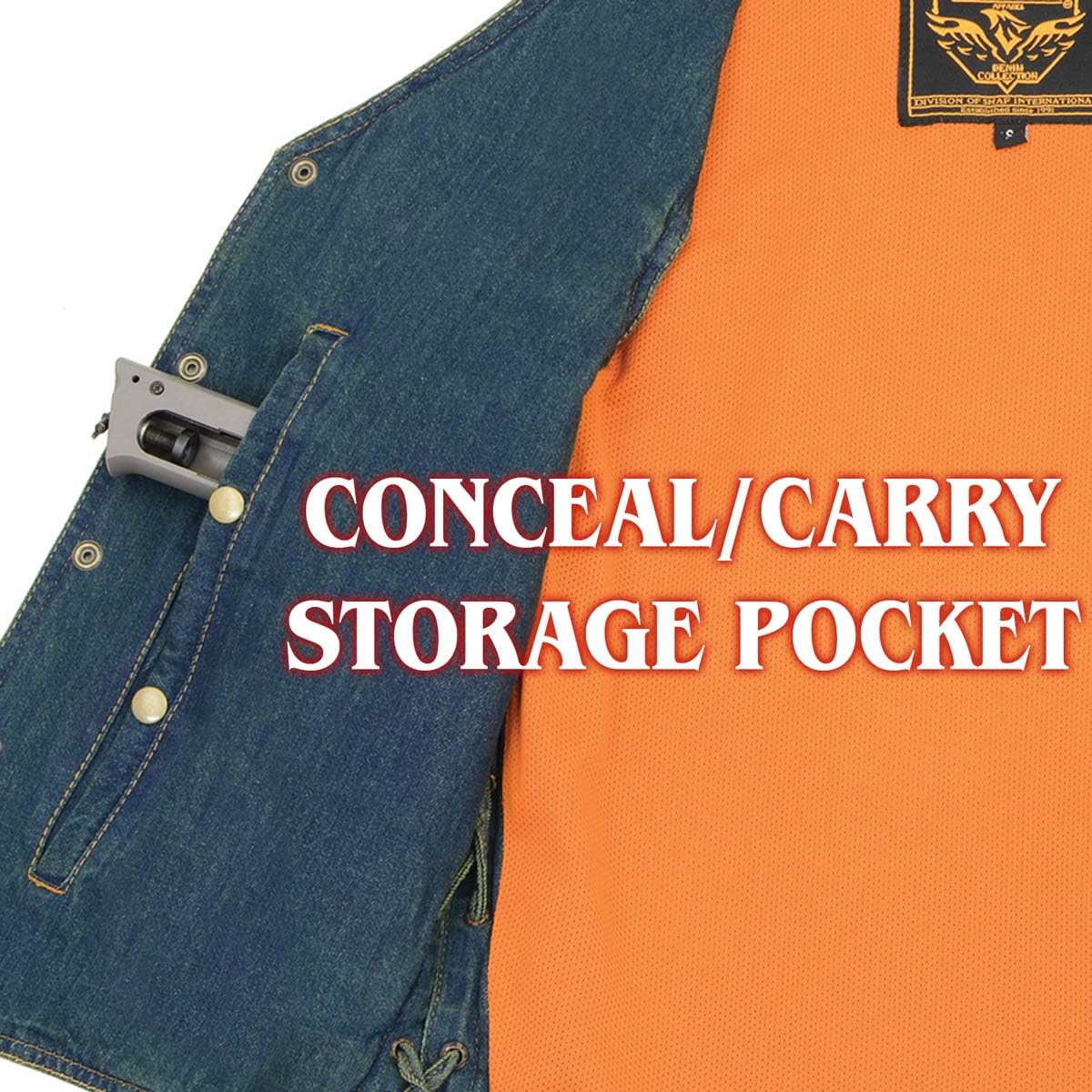 Milwaukee Leather DM1360 Men's Classic Blue Denim Motorcycle Biker Riders Vest w/Adjustable Side Laces - X-Large