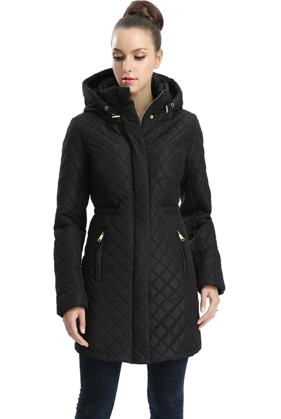 BGSD Women Angela Waterproof Quilted Parka Coat Novelty Winter Jacket Black X-Large