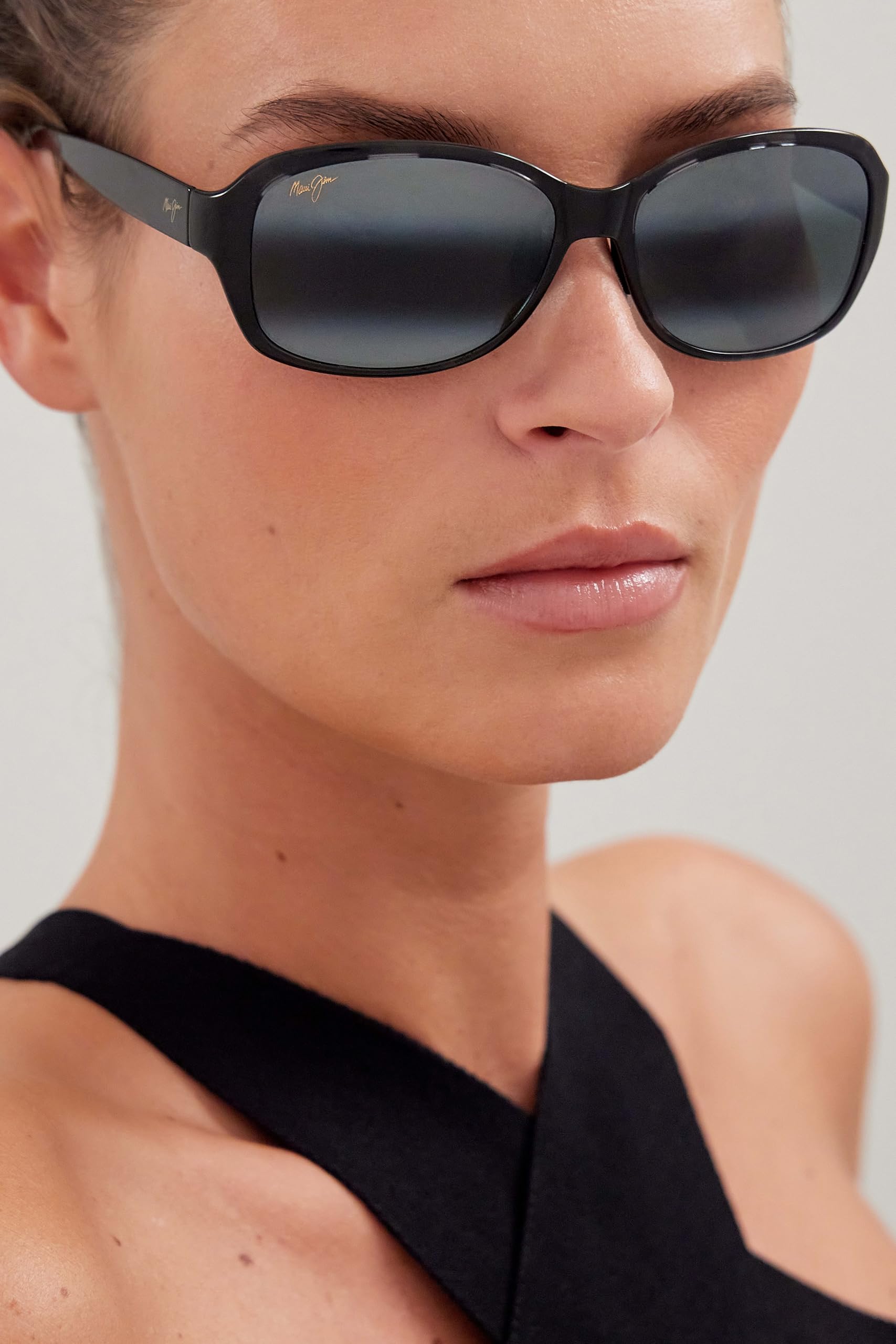 Maui Jim Women's Koki Beach Polarized Fashion Sunglasses, Black and Grey Tortoise/Neutral Grey, Medium