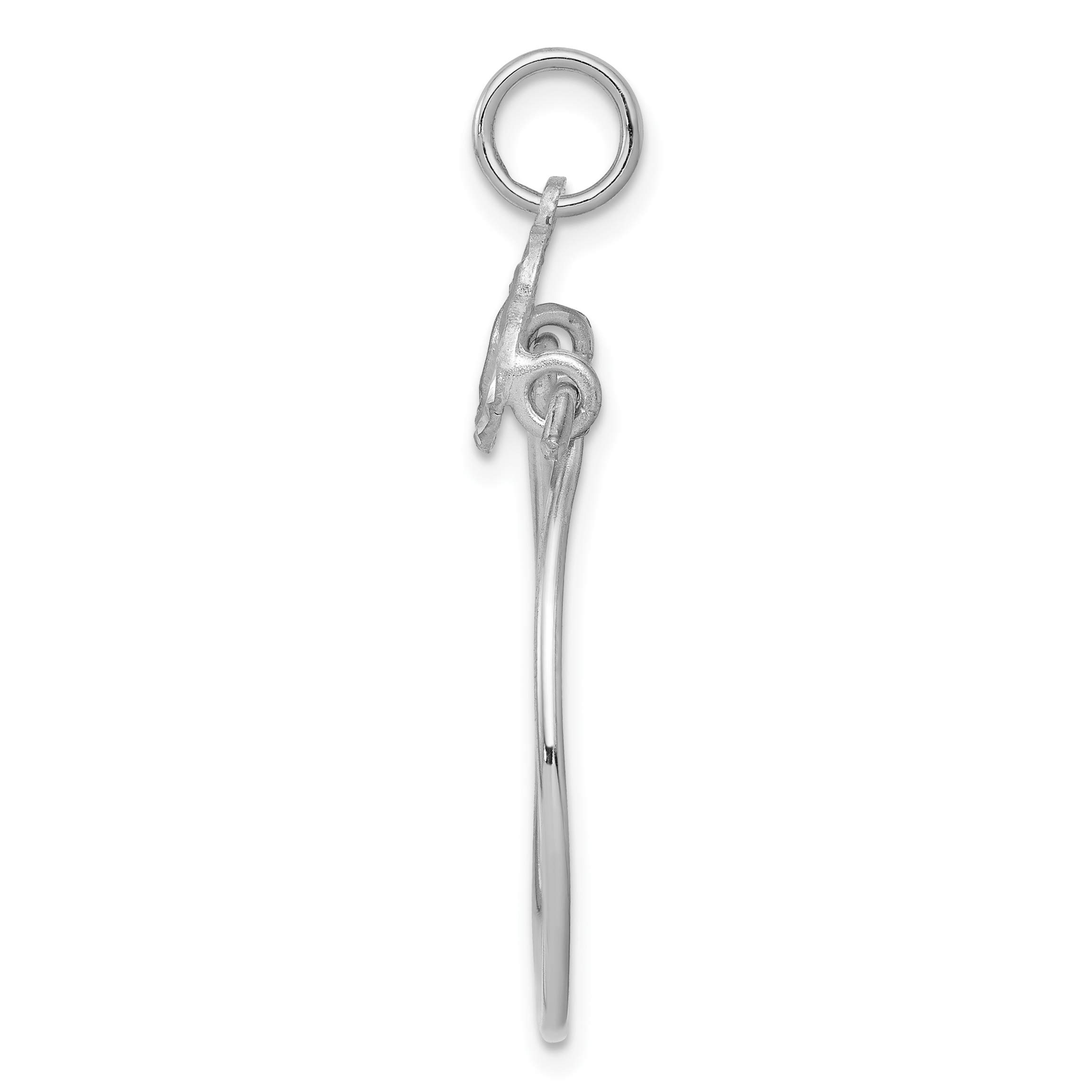 Mireval 10k White Gold Double Hearts on Top Holder for Charm (26 x 35 mm)