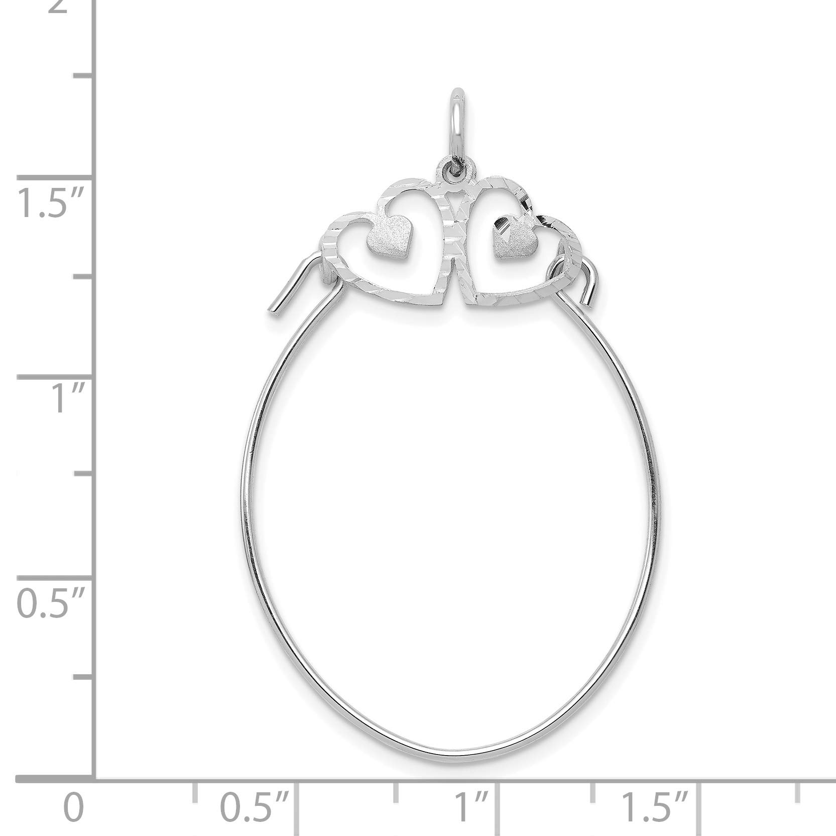 Mireval 10k White Gold Double Hearts on Top Holder for Charm (26 x 35 mm)