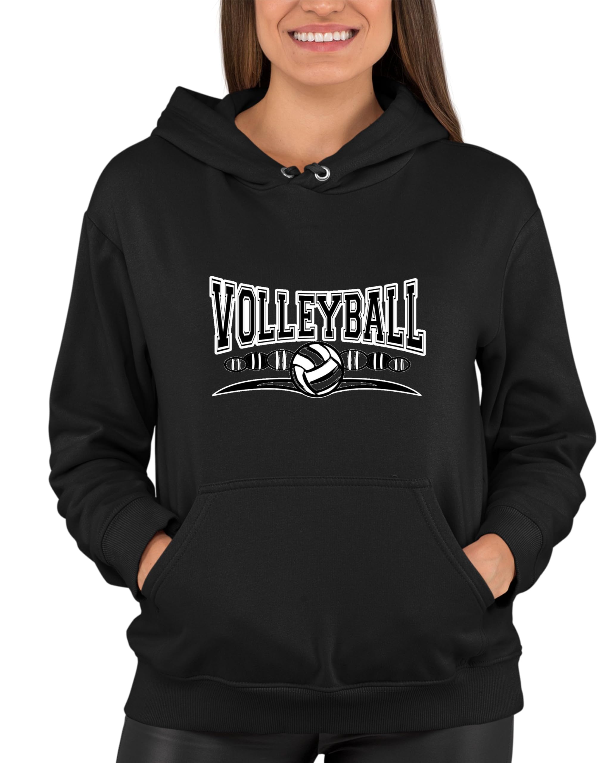 Go All Out Medium Black Mens Volleyball Cool Design Sweatshirt Hoodie