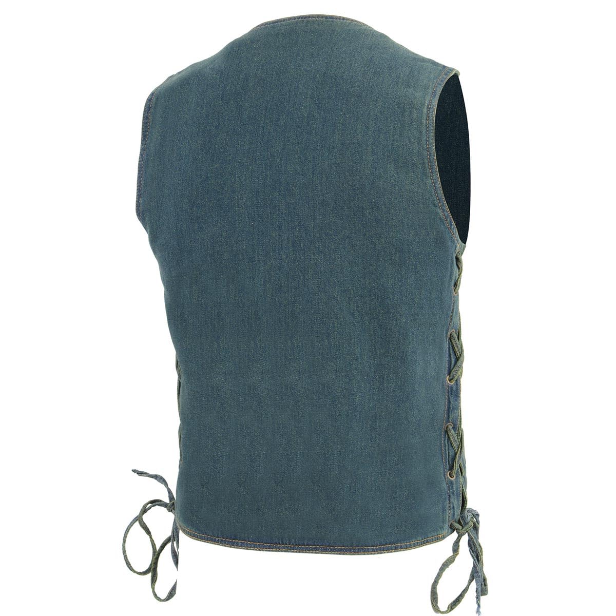 Milwaukee Leather DM1360 Men's Classic Blue Denim Motorcycle Biker Riders Vest w/Adjustable Side Laces - X-Large