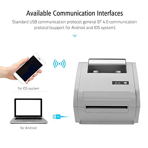 N/A Multifunction Desktop 110mm Thermal Paper Printer Barcode Label Printer USB BT Communication Interface Label Printer