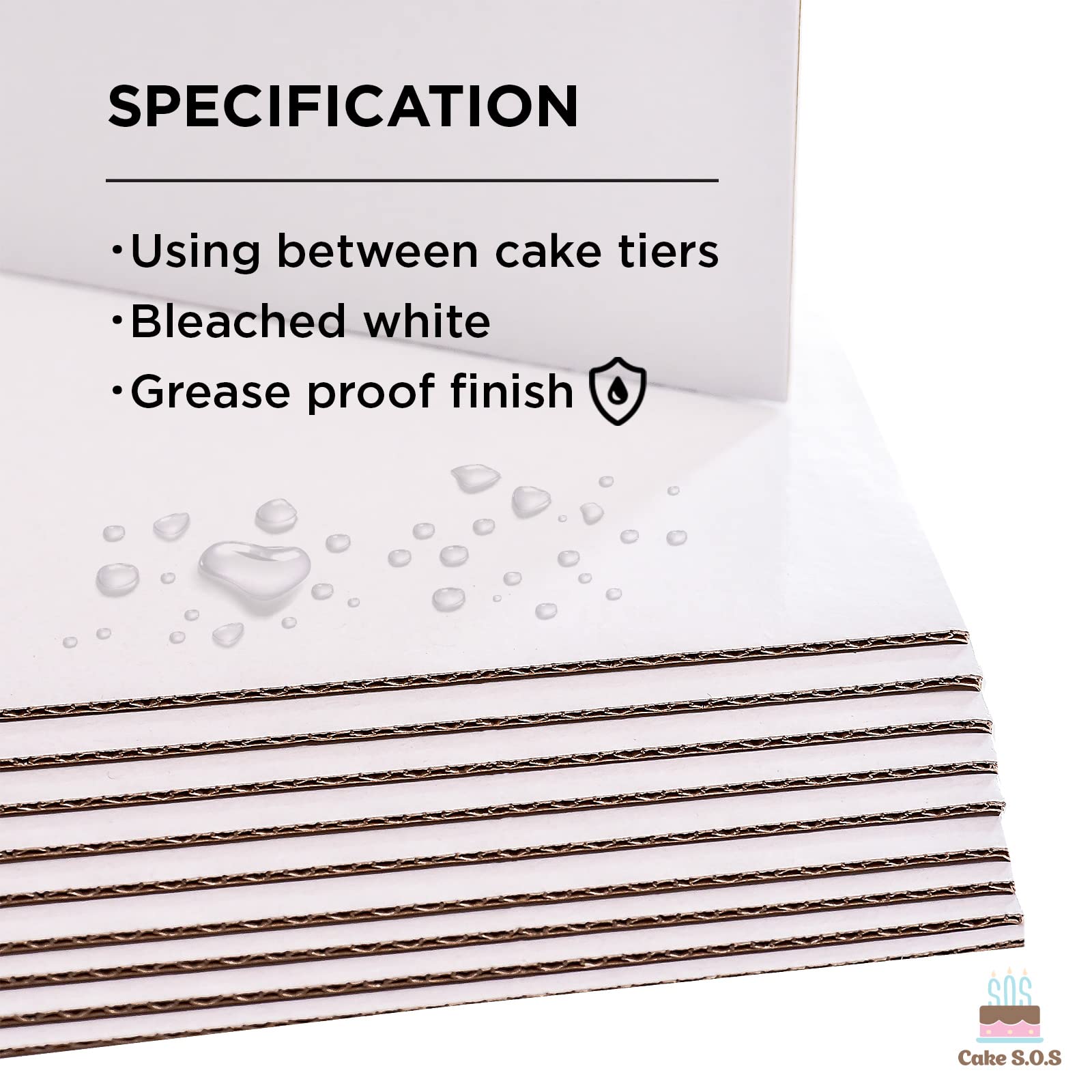 10"x14" Rectangle White, Waxed Greaseproof Finish, Board Cardboard, Sturdy Corrugated CakeBoard, Pack of 25