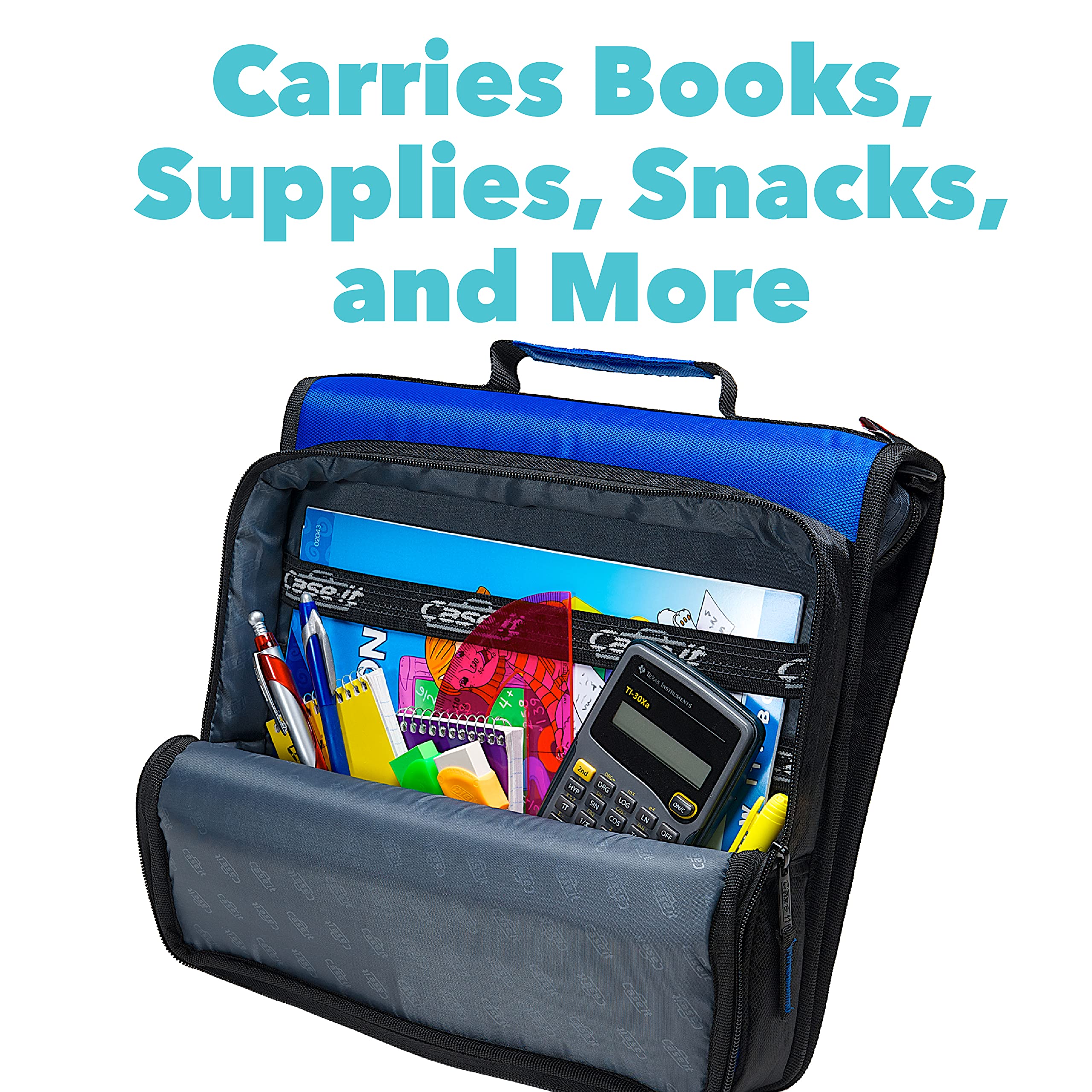 Case-it The Universal Zipper Binder - 2 Inch O-Rings - Padded Pocket that holds up to 13 Inch Laptop/Tablet - Multiple Pockets - 400 Page Capacity - Comes with Shoulder Strap - Red LT-007